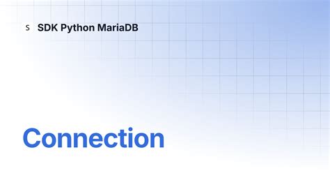 Connection Sdk Python Mariadb