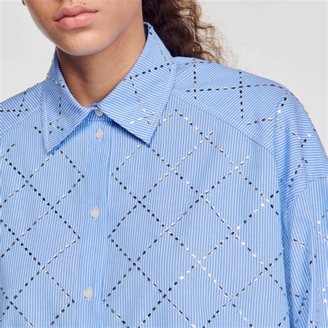 Chemise Oversize à Strass Bleu Pour Femme Sandro Paris