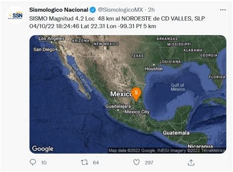 Temblor Hoy Reportan Sismo De 42 Grados En San Luis Potosí El