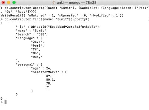 Mongodb Addtoset Operator Geeksforgeeks