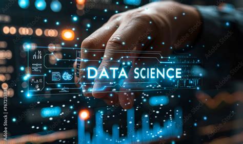 Data Scientist Interacting With Virtual Interface For Data Science