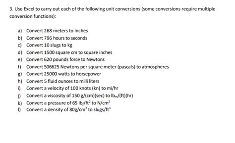 Solved 3 Use Excel To Carry Out Each Of The Following Unit