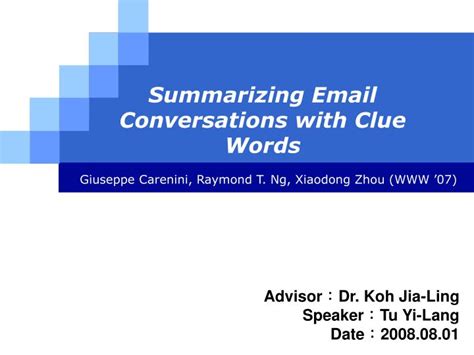 Ppt Summarizing Email Conversations With Clue Words Powerpoint Presentation Id6095815