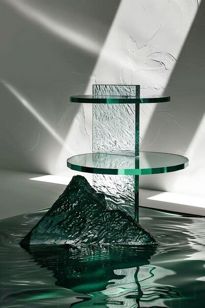 Premium Photo Interlocking Triangular Glass Product Stand With Etched