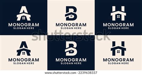 Monogram Roof Home Logo Design Combinations Stock Vector Royalty Free