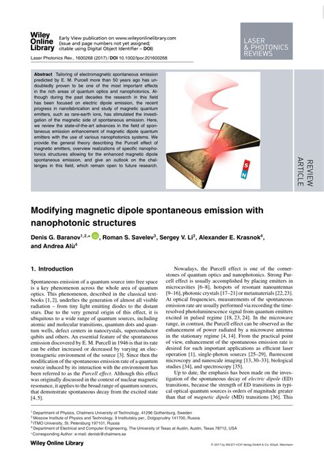 Pdf Modifying Magnetic Dipole Spontaneous Emission With Nanophotonic Structures