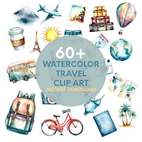 Downloadable Cute Travel Clip Art Printable Travel Clip Art Set 70