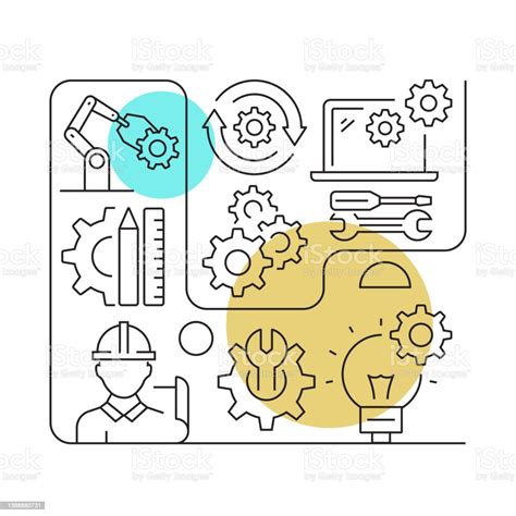 엔지니어링 관련 벡터 배너 디자인 컨셉 아이콘이 있는 모던 라인 스타일 0명에 대한 스톡 벡터 아트 및 기타 이미지 0명 개념 개발 Istock