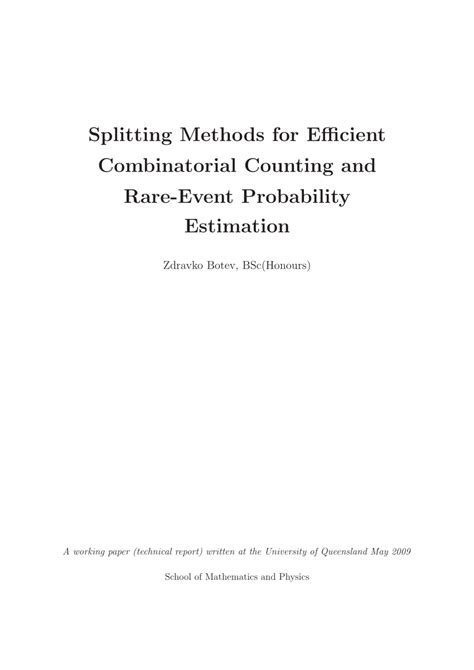 Pdf Splitting Methods For Efficient Combinatorial Counting And Rare