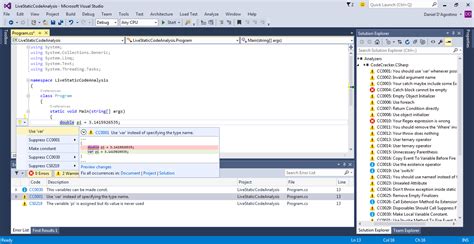 Vs2015 Preview Live Static Code Analysis Gigi Labs