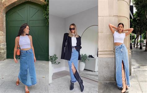 တစ်ကျော့ပြန် Trend ဖြစ်လာတဲ့ Long Jean Skirt Outfits များ