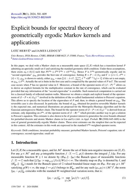 Pdf Explicit Bounds For Spectral Theory Of Geometrically Ergodic