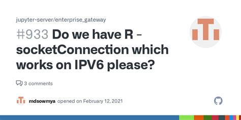 Do We Have R Socketconnection Which Works On Ipv6 Please · Issue 933 · Jupyter Server