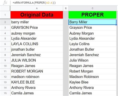 How To Make The First Letter Of Words Uppercase In An Entire Column By Using Arrayformula And