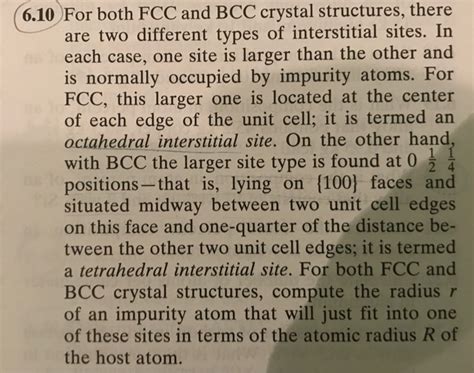 Solved 6 10 For Both FCC And BCC Crystal Structures There Chegg Com