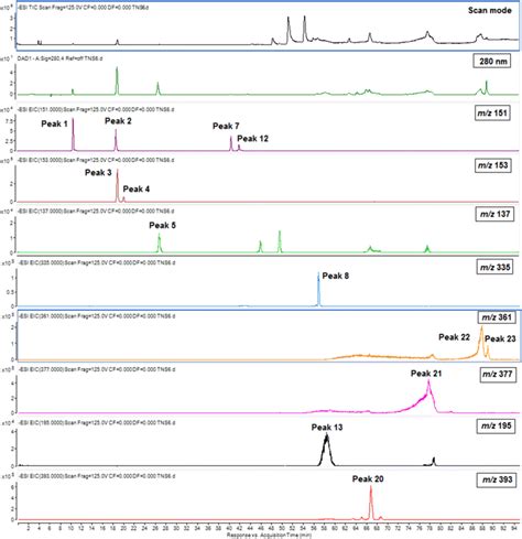 Lc Dad Esi Ms Ms Chromatograms Of Some Identified Phenolic Compounds In Download Scientific