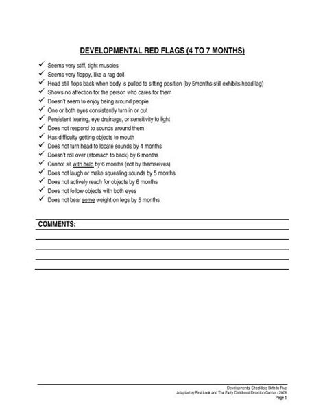 Developmental Checklist