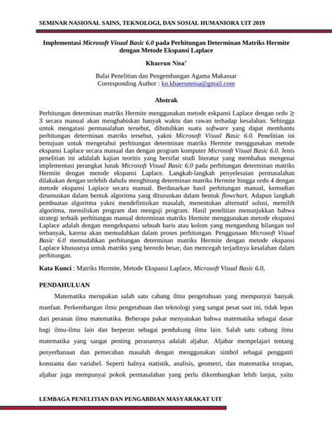 Pdf Implementasi Microsoft Visual Basic 60 Pada Perhitungan