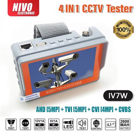 4 In 1 Ahd Cvi Tvi Cvbs Camera Tester Iv7w 4 3 Inch Lcd 8mp Cctv Tester Monitor Support Ptz