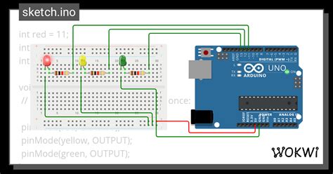 3 Led Seri Wokwi Esp32 Stm32 Arduino Simulator