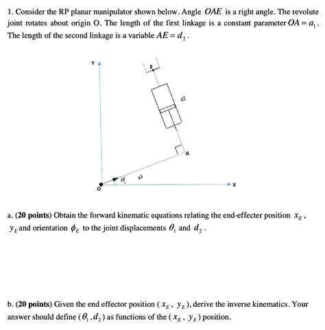 Solved 1 Consider The Rp Planar Manipulator Shown Below