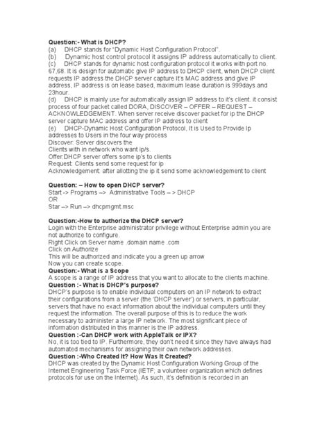 Dhcp Question Pdf Ip Address Computer Network