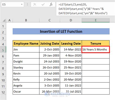 how to calculate tenure in years and months in excel exceldemy