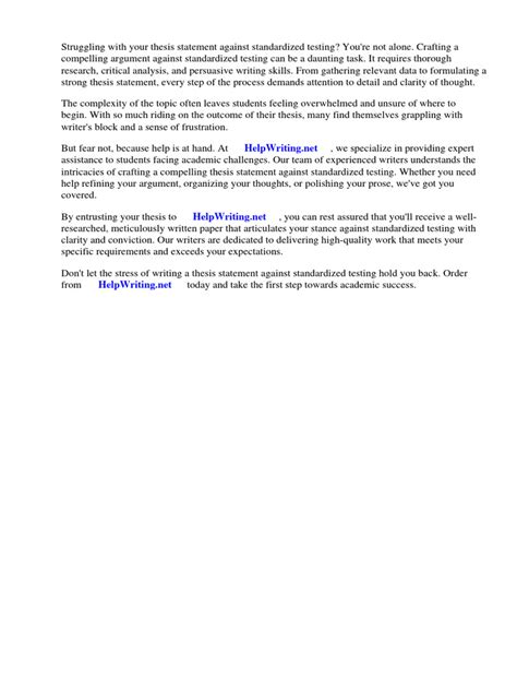 Thesis Statement Against Standardized Testing Pdf Standardized Tests Essays