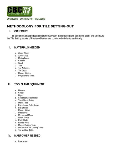 Methodology For Tile Setting Out Pdf Adhesive Tile