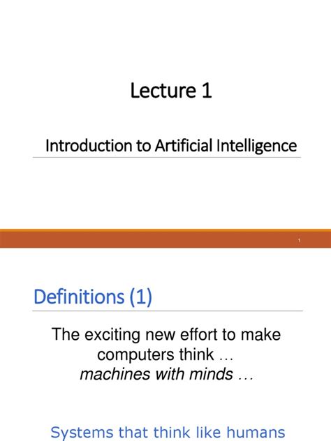 Ai Lecture 1 Pdf Artificial Intelligence Intelligence Ai
