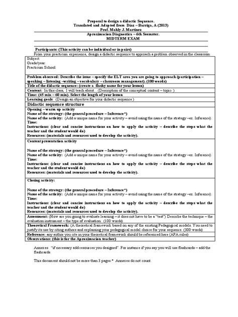 Didactic Sequence Midterm Pdf Teaching Education Theory