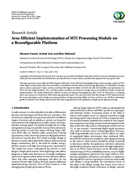Pdf Area Efficient Implementation Of Mti Processing Module On A Reconfigurable Platform