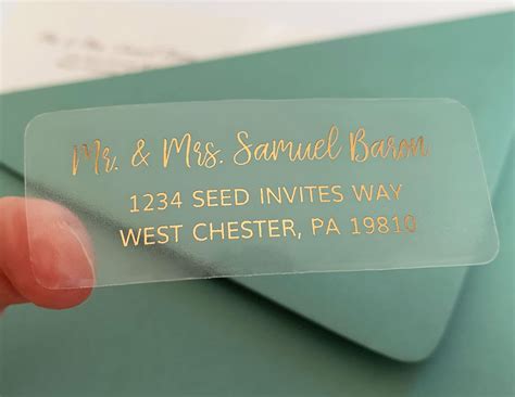 Guest Or Return Wedding Address Labels Clear Gold Foil Labels Address