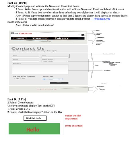 Solved Part C 10 Pts Modify Contact Page And Validate The
