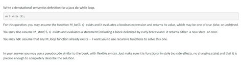 Write A Denotational Semantics Definition For A Java