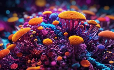 Premium Ai Image A Colorful Vivid Bacteria And Viruses Microscope Macro Shot