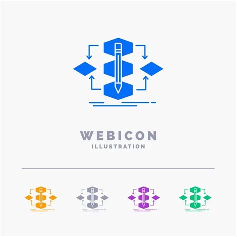 algorithm design method model process line glyph web button blue stock