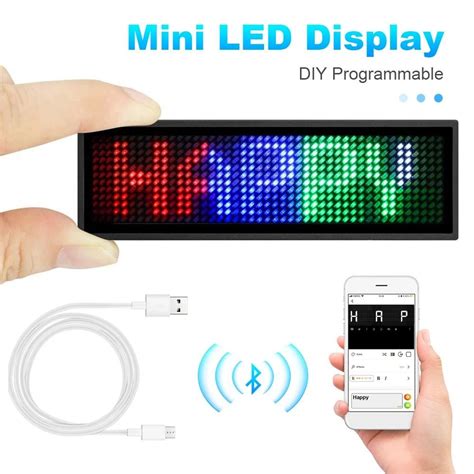 Rechargeable Bluetooth Digital LED Badge Insignia DIY Programmable Scrolling Message Board Mini