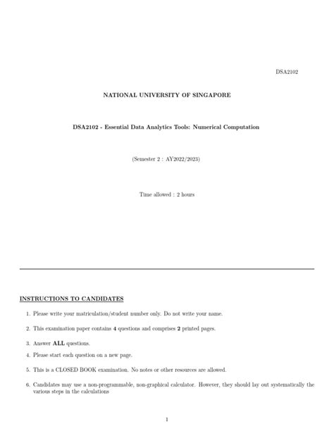Dsa2102 2223 Semester 2 Final Pdf Matrix Mathematics