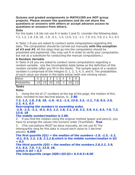 Quizzes And Graded Assignments In Math1280 Please Answer The Questions And Do Not Share The
