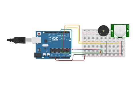 Circuit Design Activacion De Un Led Y Un Buzzer Con Un Tinkercad