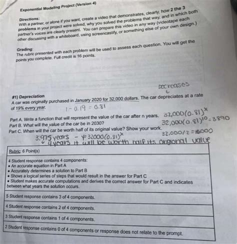 Solved Exponential Modeling Project Version 4 Directions