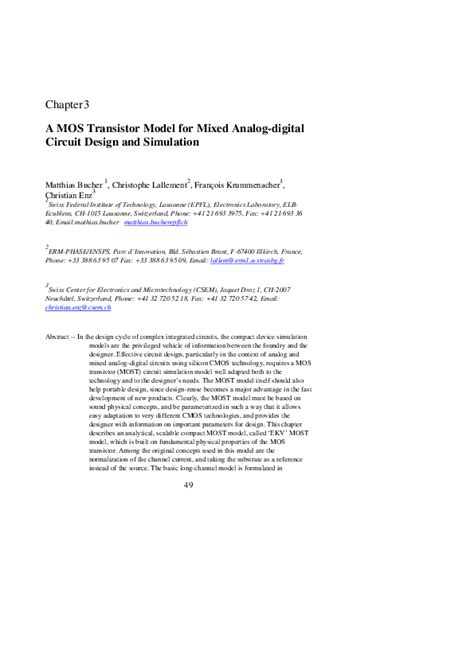 Pdf A Mos Transistor Model For Mixed Analog Digital Circuit Design And Simulation