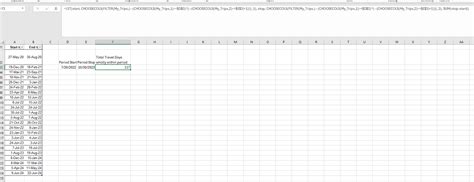 Ms Excel Formula To Calculate Days Where I Was On A Trip Between 2