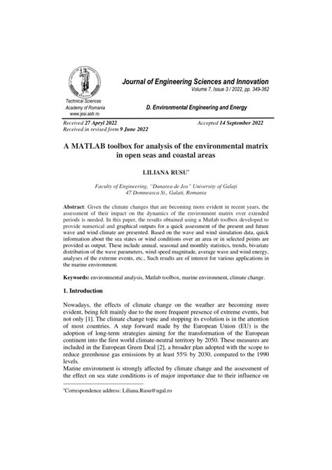 Pdf A Matlab Toolbox For Analysis Of The Environmental Matrix In Open