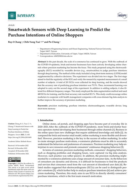 Pdf Smartwatch Sensors With Deep Learning To Predict The Purchase