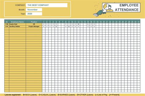 Printable Attendance Sheet Template
