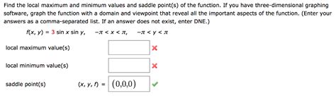 Solved Find The Local Maximum And Minimum Values And Saddle