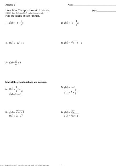 Functioncompositioninverses Pdf Functions And Mappings