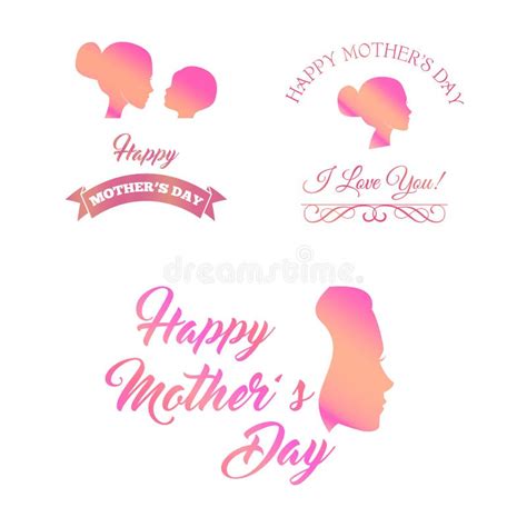 Sistema De Símbolos De La Silueta De La Madre Y Del Bebé Iconos Felices Del Día De La Madre S